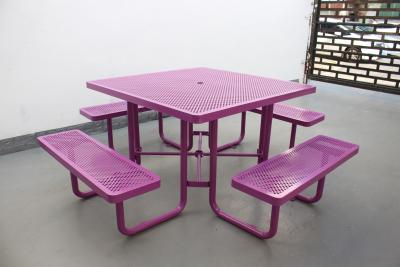 China Perforated Steel Metal Outdoor Picnic Tables And Bench For Playground Sports Center for sale