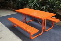 China Rectangular Steel Outdoor Picnic Table Set With Surface Mount Type for sale