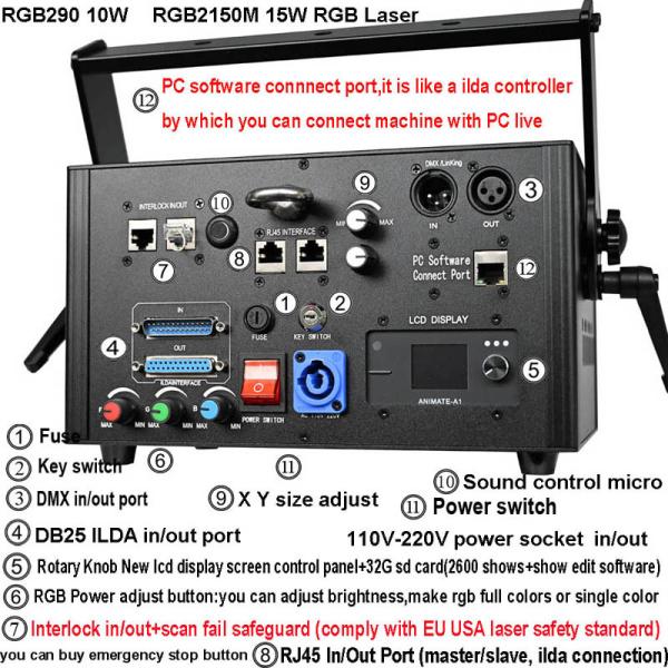 Quality High Power 12W Club Laser System PC Programmable Professional Stage Gear for sale