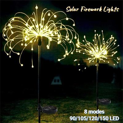 China Solar Firework Lights LED Outdoor Grass Globe Dandelion Flash Lamp Garden Lawn Street Valentine Decoration Floodlight for sale