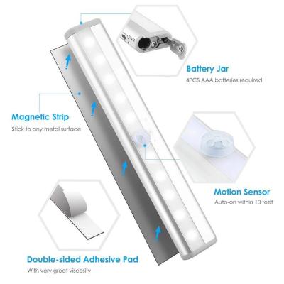 China LEDs Battery Operated Wireless Motion Sensor Magnetic Under Cabinet Lights Night Lamp For Kitchen Stairs Room for sale