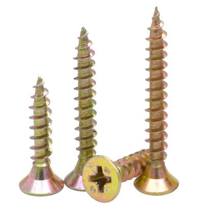 China Double Countersunk Chipboard Screws Yellow Flat Head Chipboard Screw for sale