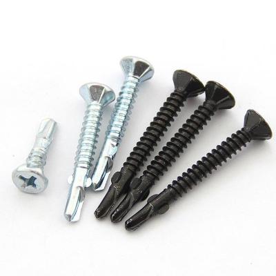 China Carbon Steel Plated With Blue Zinc Cross Countersunk Head Clip Self Drilling Screw for sale