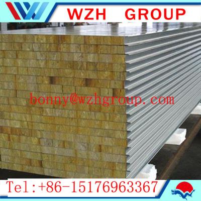 China rockwool sandwich panel / rockwool panel for the steel structure warehosue and workshop for sale