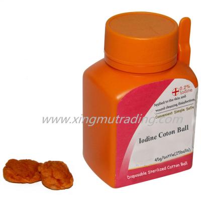 China Top Grade Customize Sterile Disposable Povidone-Iodine Cotton Ball Disinfection 30 Balls/Bottle for sale