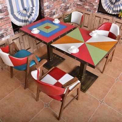 China Smashing industrial coffee resturant chair and table\factory wholesales high quality funiture\combine colors table sets for sale