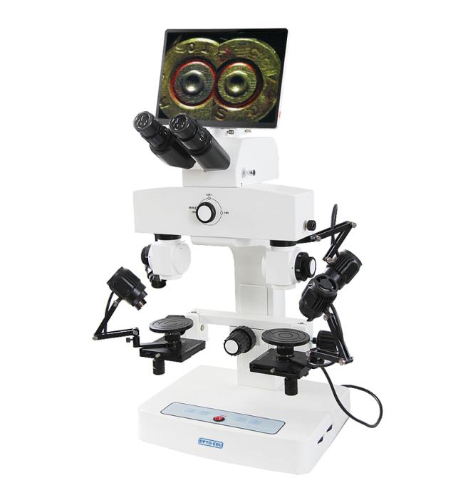 Close-up view of microscope components