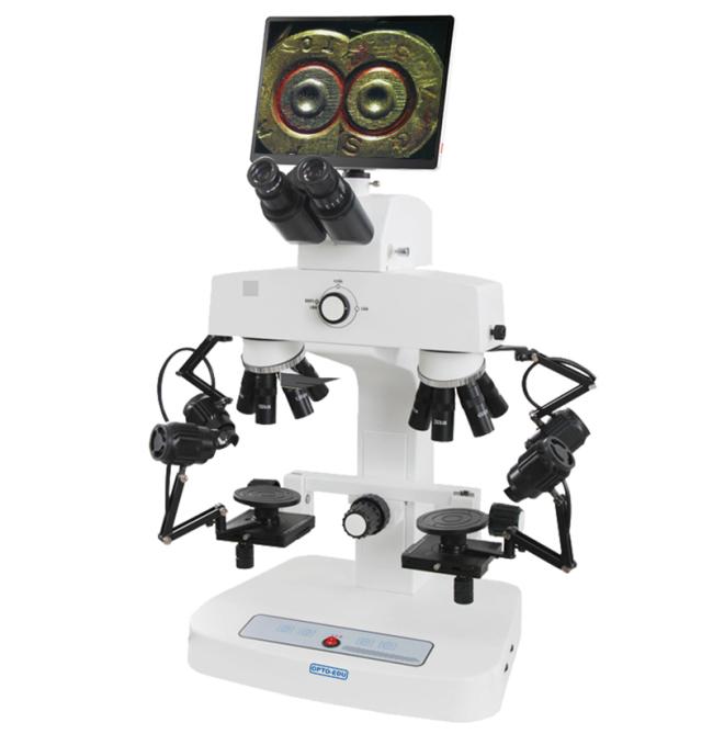 Close-up of microscope components