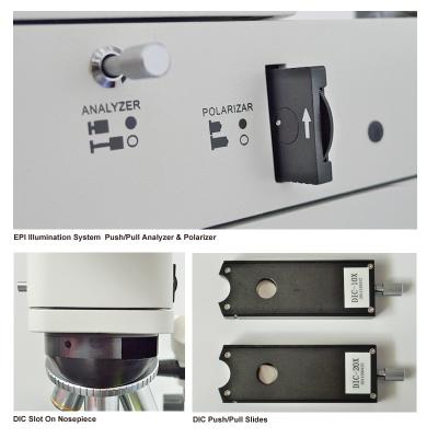 China Epi Illumination Handheld Digital Microscope 12V / 50W Halogen DIC Push / Pull Slids for sale