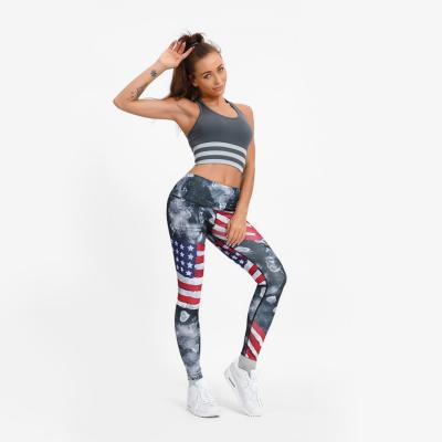 China YBPD-0041,manufacturers European four needle six line digital American flag printing circle yoga tight women pants for sale