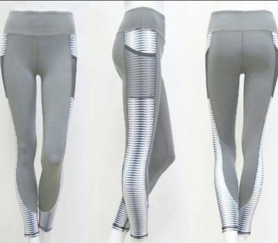 China YBPD-0045,popular yoga pants four needle six line digital printing mesh pocket lift hip high waist women leggings for sale