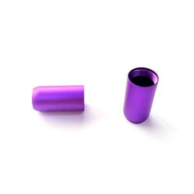 China Threaded Aluminum Capsule Enclosure 6061 Purple Anodized Screw Cap Housing Electronic Component Shell Storage Tube for sale