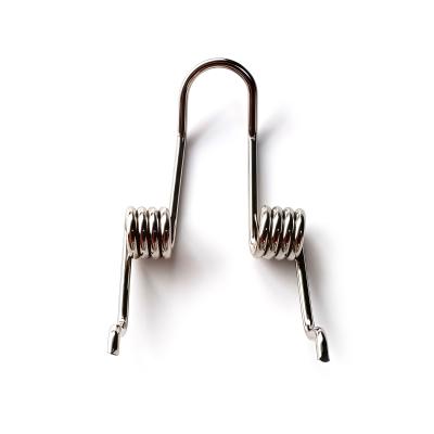China Custom Music Wire Double Torsion Spring Nickel Plated Dual Coil U-Shaped Clamping Torsion Spring for Stationery Clip Use for sale