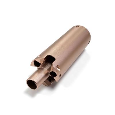 China Custom OEM CNC Machined Aluminum Cylindrical Instrument Cavity Housing Champagne Anodized Equipment Enclosure for sale