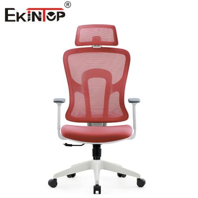 China Red Ergonomic Mesh Computer Chair With Backrest For Home Office Furniture for sale