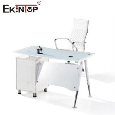 China Metal Feet Glass Computer Desk Executive Glass Table Standard Customized for sale