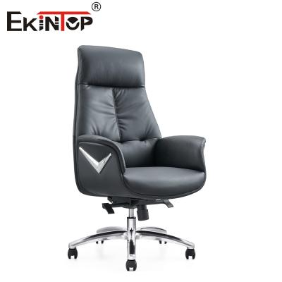China High Back Leather Office Chair Flexible Tension Adjustable Seat High Durability en venta
