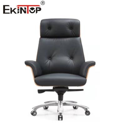 Cina Business Style Black Office Leather Chair Metal Leg with Wheels in vendita