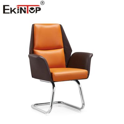 Cina High Back Cushioned Adjustable Height Orange and Brown Leather Chair in vendita