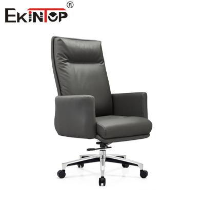 China Pu Ergonomic Office Leather Chair With Lumbar Support Headrest Swivel zu verkaufen