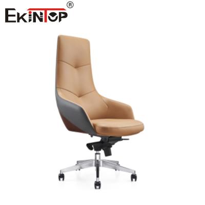 China High Back Leather Office Chair With Metal Legs And Casters Chrome Base for sale