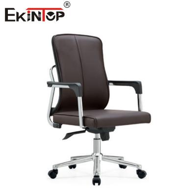 중국 Brown Leather Office Chair With Swivel Function Adjustable Height 판매용