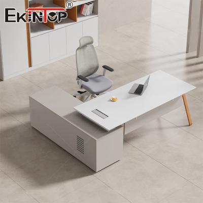 China High-Quality Modern Design White Desk with Storage Cabinet Acacia Wood Desk for sale