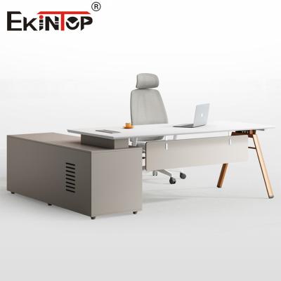 China L-shaped Computer Desk Manager Office Desk Modern Style Acacia Wood Desk for sale