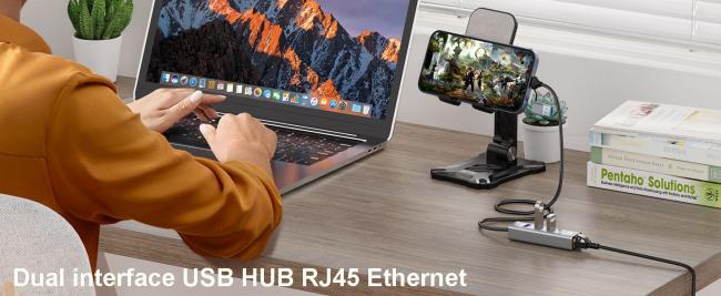 MSLFORCE Dual Interface USB 3.2 Gen 1 Desktop Hub with extension cable