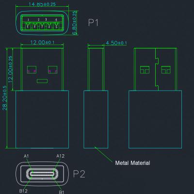 China Female USB C To Male USB Adapter With Lanyard Design 10G Data Mini Adapter for sale
