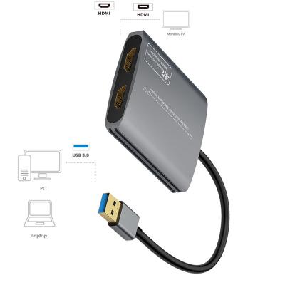 중국 USB3.0 - 듀얼 HDMI 어댑터, 2개 모니터용, HDMI 포트 4K 60Hz 비디오, Mac OS 지원 판매용