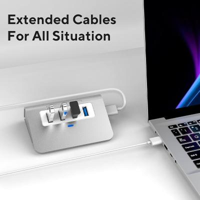 China 4 Port USB Data Hub 3.0 Multi USB Port Expander Aluminum Apple Grey for sale