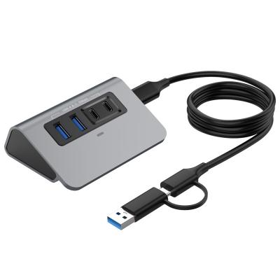 China USB C 3.2 Gen 1 5Gbps Hub Expands Two USB A Two USB C For Laptop Computer Phone for sale