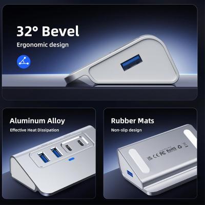 China USB C 3.2 Gen 1 5Gbps Hub Expands Two USB A Two USB C For Laptop Computer Phone for sale