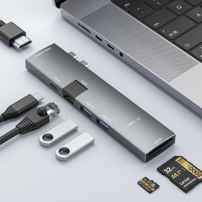 중국 듀얼 USB C 썬더볼트 호환된 맥북 에어 프로용 8인2 멀티 포트 허브 판매용