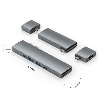 중국 7 in 2 MacBook Air 멀티포트 허브, 4개의 초고속 USB C 허브 포함 판매용