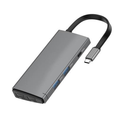 중국 듀얼 HDMI 8K 9 포트 USB C 데이터 10G 허브 멀티 포트 어댑터 판매용