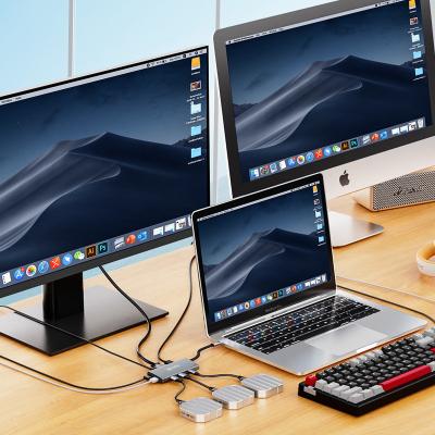 중국 듀얼 HDMI 8K 9 포트 USB C 데이터 10G 허브 멀티 포트 어댑터 판매용