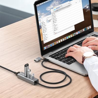 China Dual Interface USB3.0 USB A HUB RJ45 Ethernet Adapter With 60CM Extension USB Cable for sale