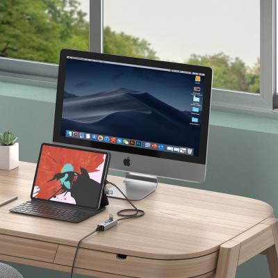 China Dual Interface USB3.0 USB A HUB RJ45 Ethernet Adapter With 60CM Extension USB Cable for sale