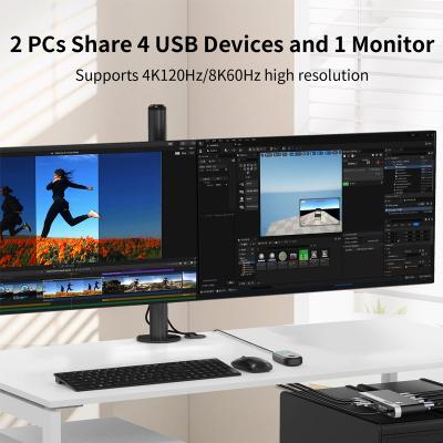 China KVM Switch USB C de salida de monitor dual DisplayPort con 4 puertos USB 2.0 HUB en venta