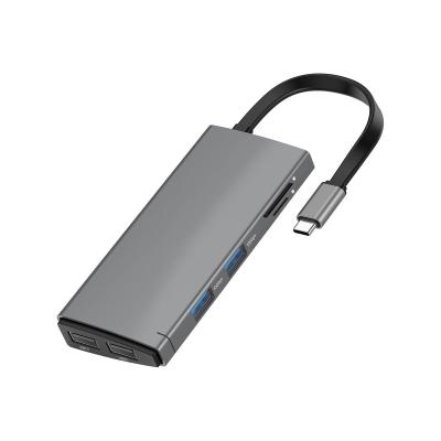 중국 10in1 USB 타입 C에서 HDMI VGA 카드 리더 RJ45 USB A HUB PD 전원 공급 어댑터 판매용