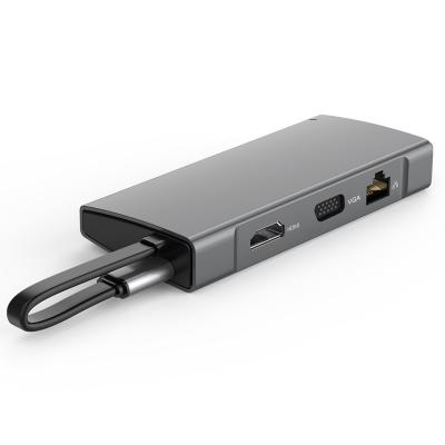 중국 10in1 USB 타입 C에서 HDMI VGA 카드 리더 RJ45 USB A HUB PD 전원 공급 어댑터 판매용