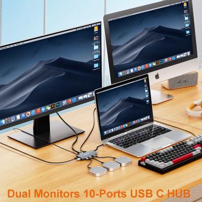 중국 10in1 USB 타입 C에서 HDMI VGA 카드 리더 RJ45 USB A HUB PD 전원 공급 어댑터 판매용