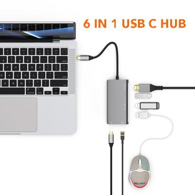 China 6 Ports USB C HUB 4K HDMI Video Extenders With 3 Ports USB A for sale
