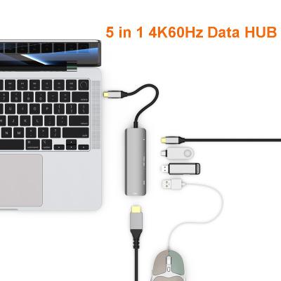 중국 USB C 4K 60Hz HDMI 어댑터 (USB C 포트 1개 및 USB A 데이터 포트 2개 포함) 판매용