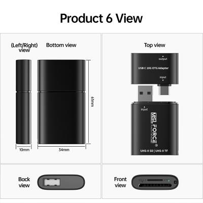 중국 USB 3.0 Type A Type C 카드 리더 (USB C OTG 어댑터 포함) 판매용