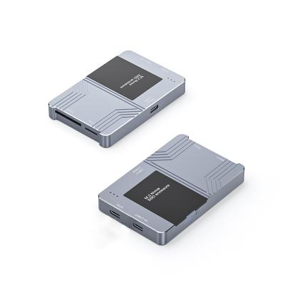 China USB3.2 Gen2 USB C M.2 NVMe SSD Enclosure With UHS-I SD TF Card Reader HUB 10G USB C for sale