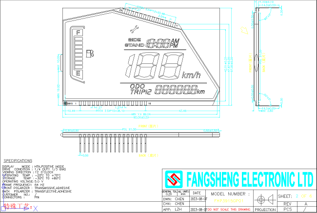 Custom HTN LCD Glass Panel display example