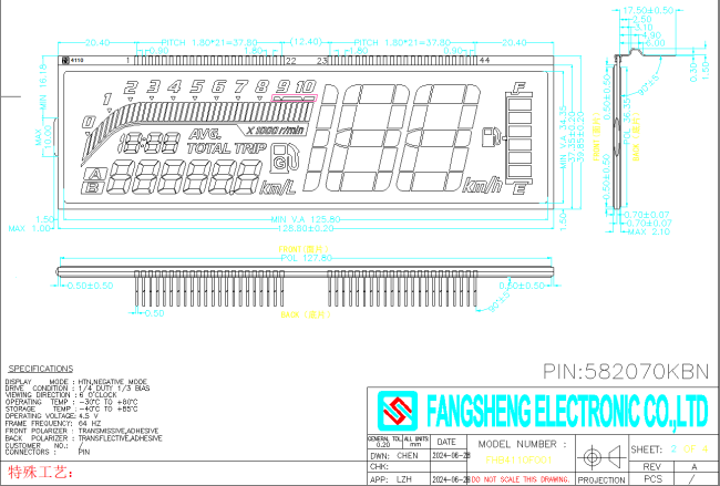 Custom HTN LCD Display Screen for Industrial Instruments